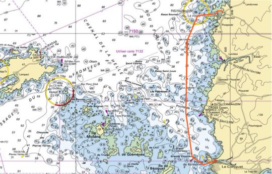 Une semaine de croisière en mer d'Iroise, détail d'un parcours type